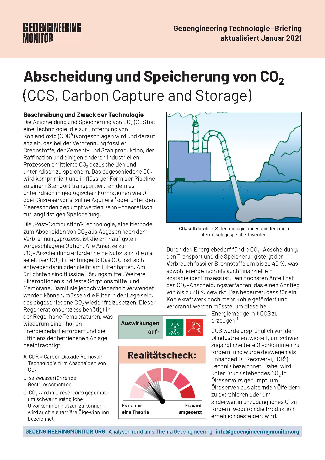 CCS: Abscheidung und Speicherung von CO2 | Heinrich-Böll-Stiftung
