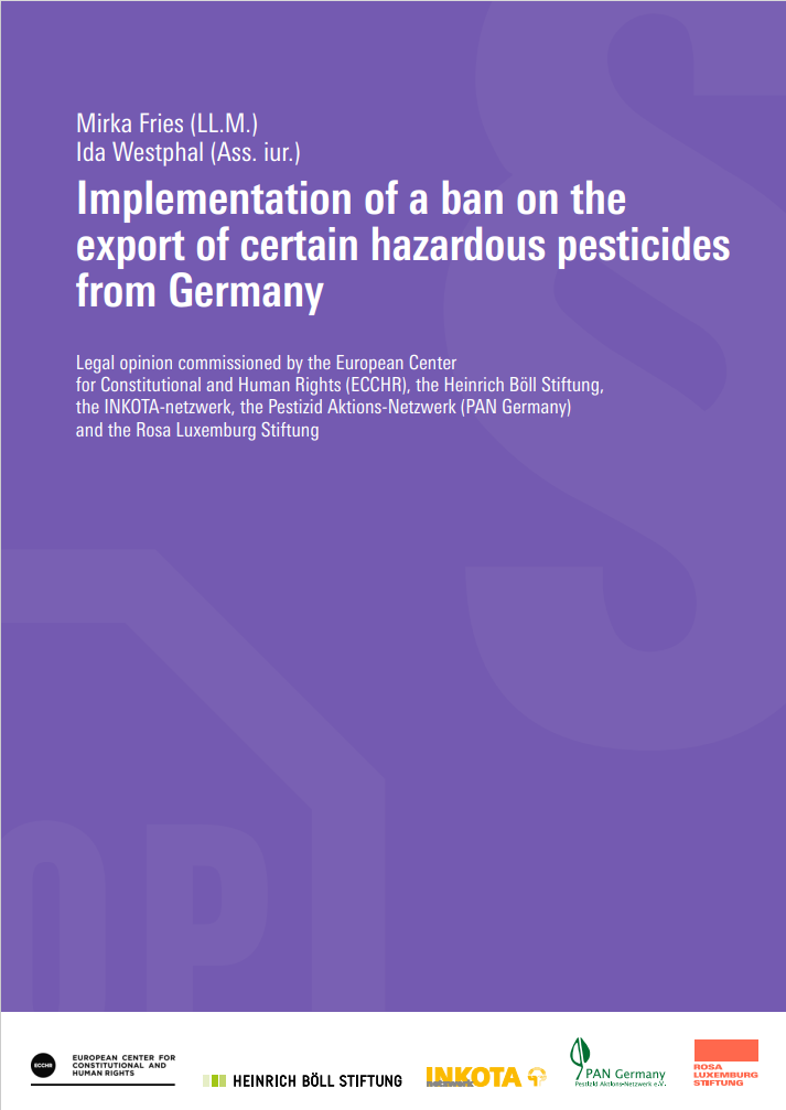 Implementation of a ban on the export of certain hazardous pesticides ...